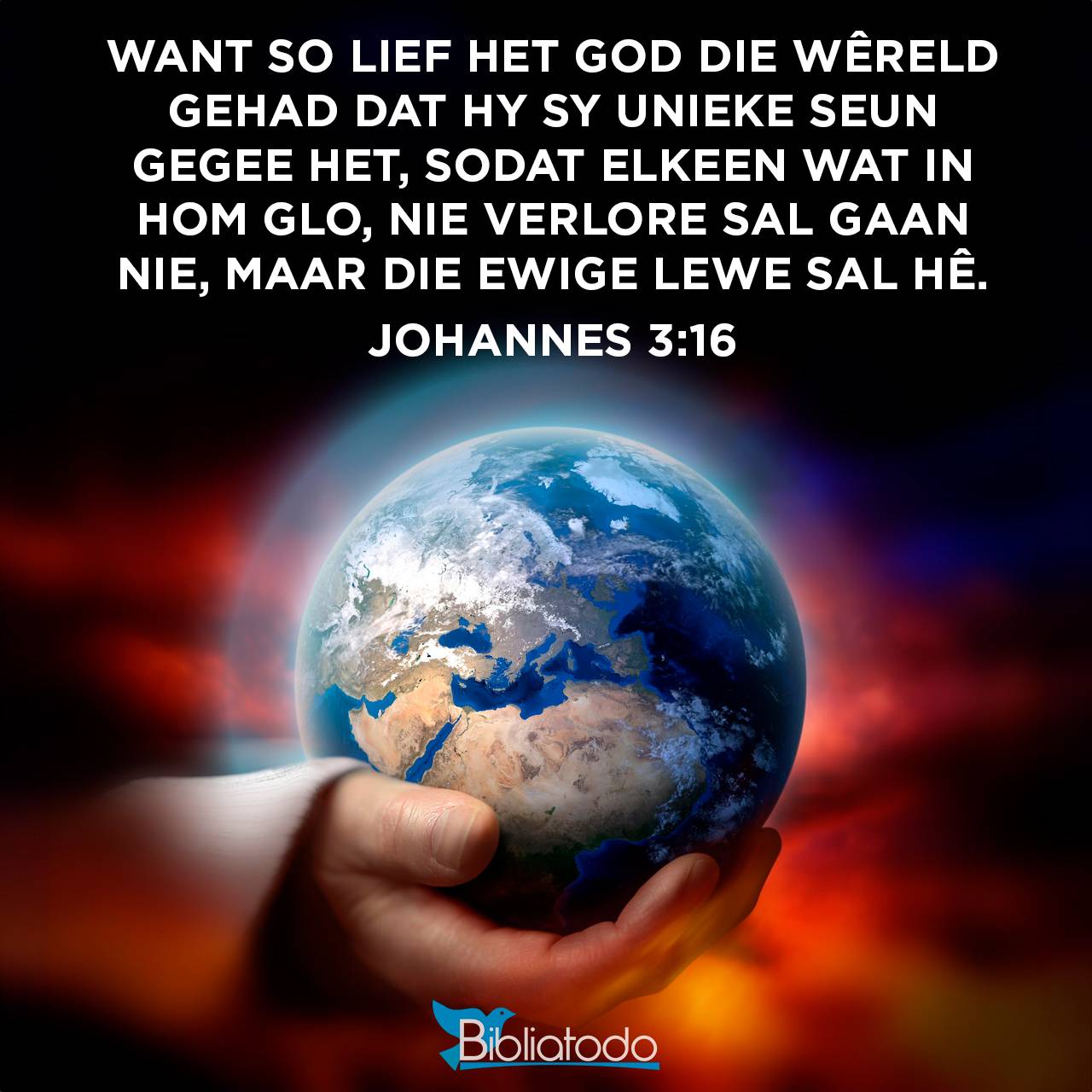 Johannes 3:16 AFR20 - Want so lief het God die wêreld gehad dat Hy sy ...