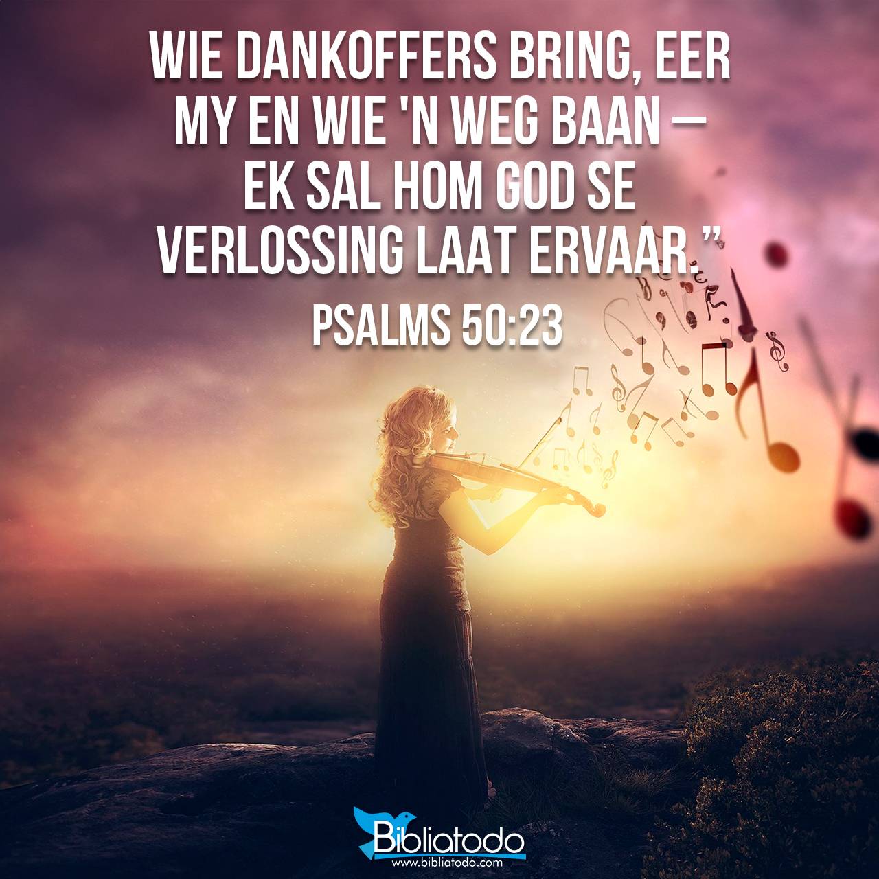 Psalms 50:23 NLV - Hy wat ’n dankoffer bring, eer My. Aan hom wat my ...