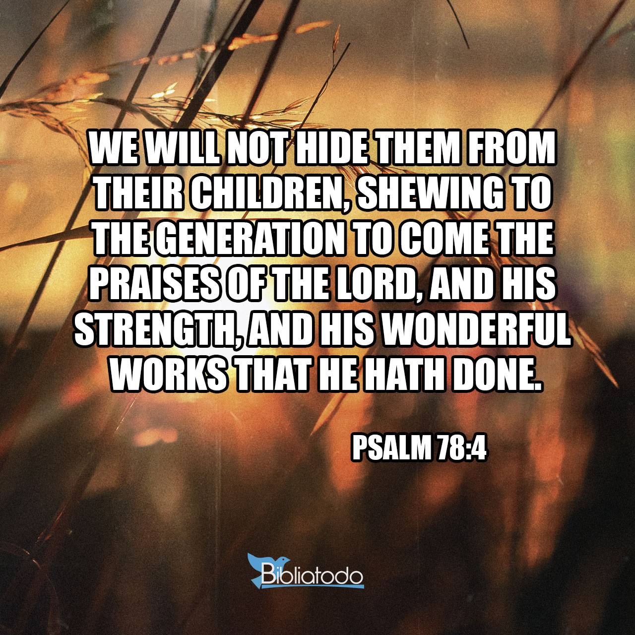 Psalm 78:4 ASV1901 - We will not hide them from their children, Telling ...