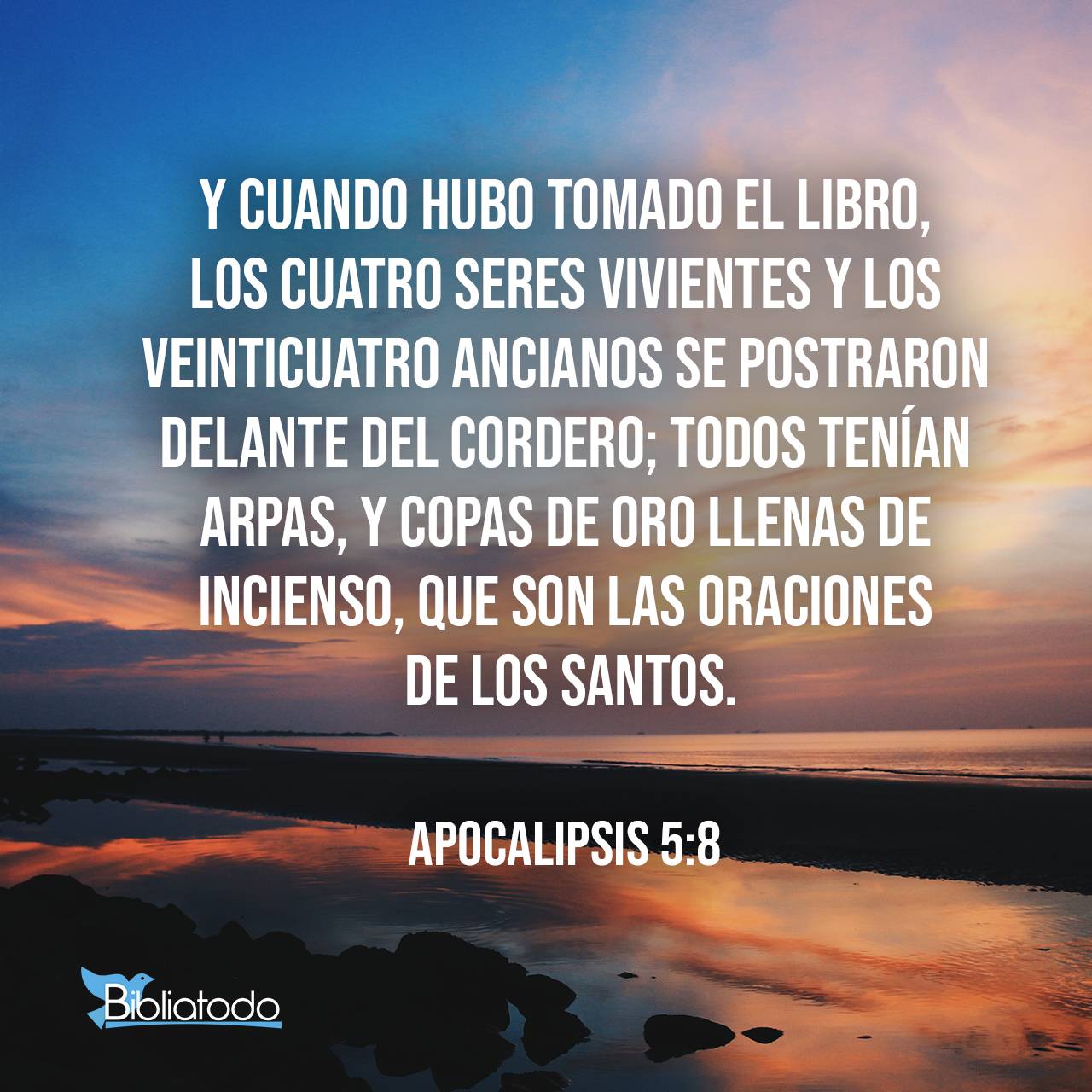 Apocalipsis 5:8 RV1960 - Y cuando hubo tomado el libro, los cuatro ...