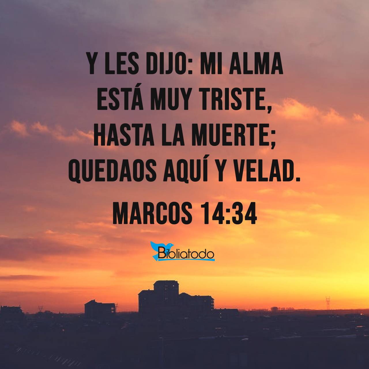 Marcos 14:34 RV1865 - Y les dice: Del todo está triste mi alma hasta la ...
