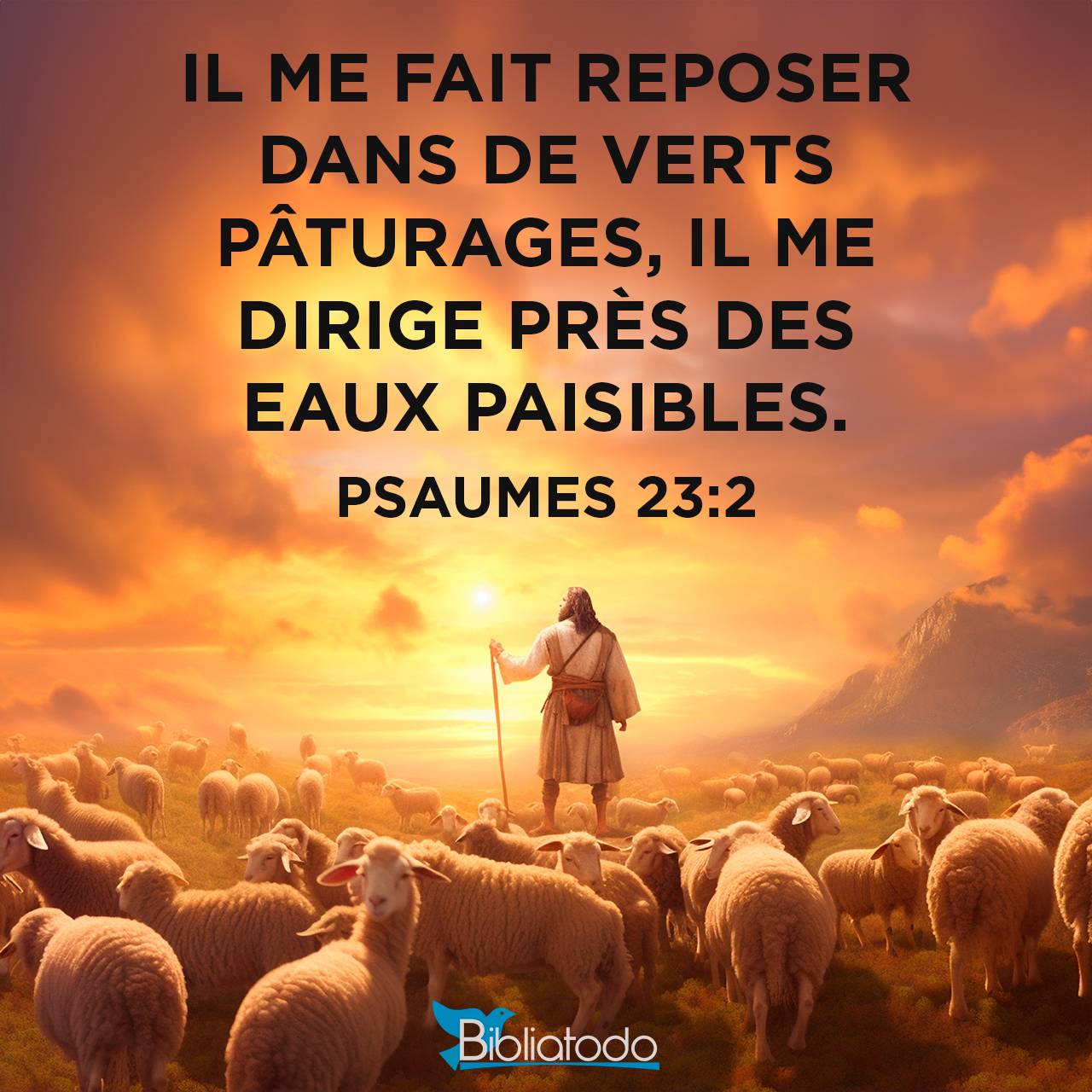 Psaumes 23:2 fls - Il me fait reposer dans de verts pâturages, Il me ...