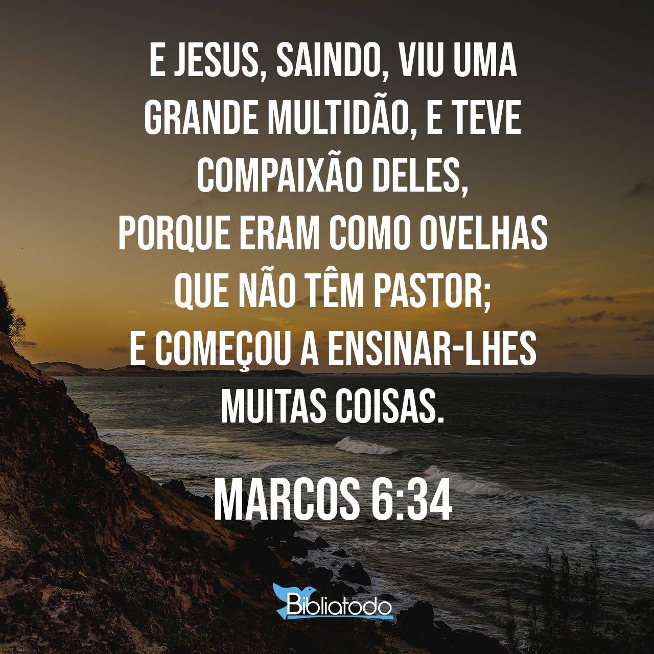 Marcos 6:34 ARC - E Jesus, saindo, viu uma grande multidão, e teve ...